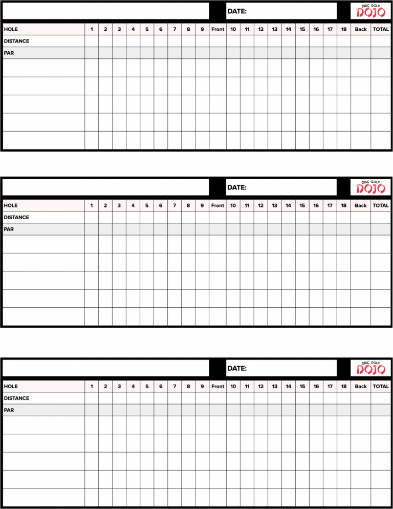 Free Disc Golf Scorecard - (Printer-Friendly) Disc Golf Dojo